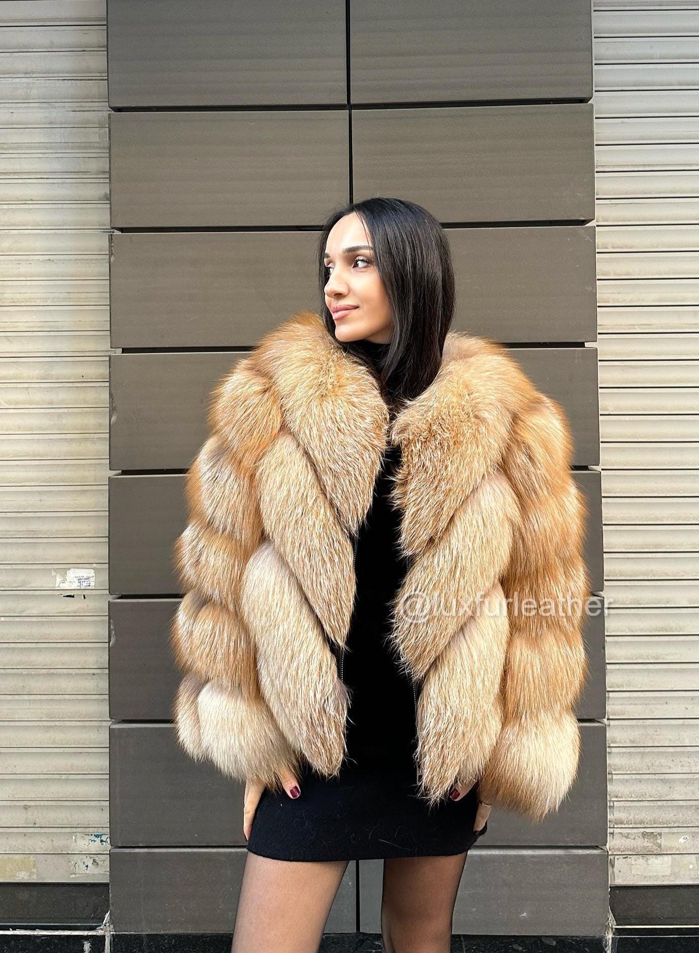 Women Natural Frost Fox Fur Jacket- Fox Jacket- Premium Quality Fur ...
