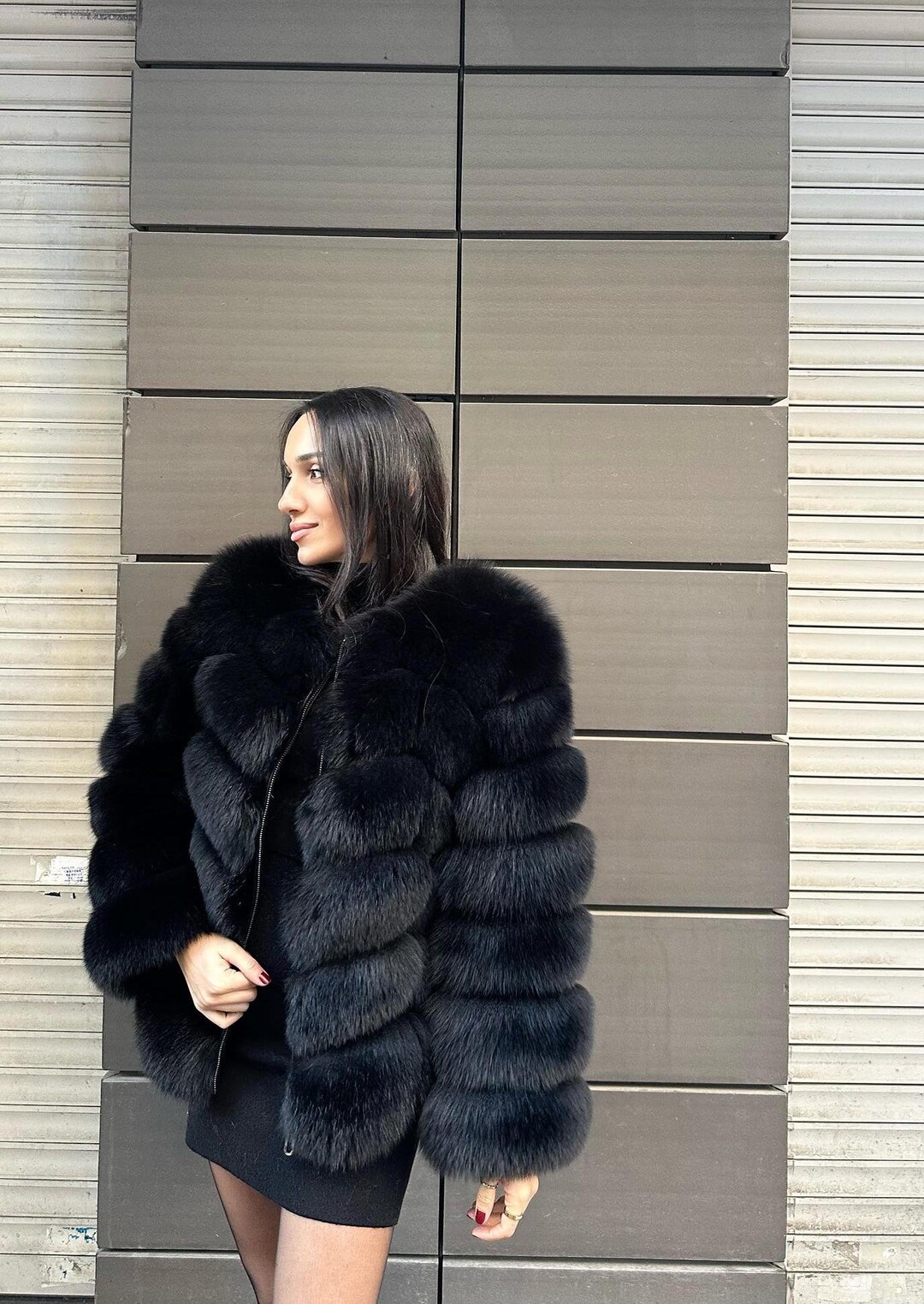 Women Black Fox Fur Jacket- Fox Jacket- Premium Quality Fur - Women ...