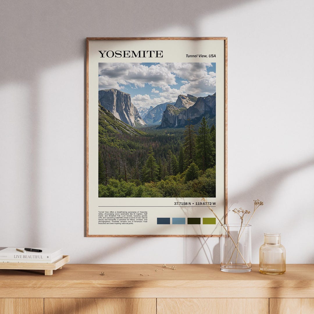 Yosemite Wall Art, Tunnel View Printable Poster, Mountain Home Decor ...