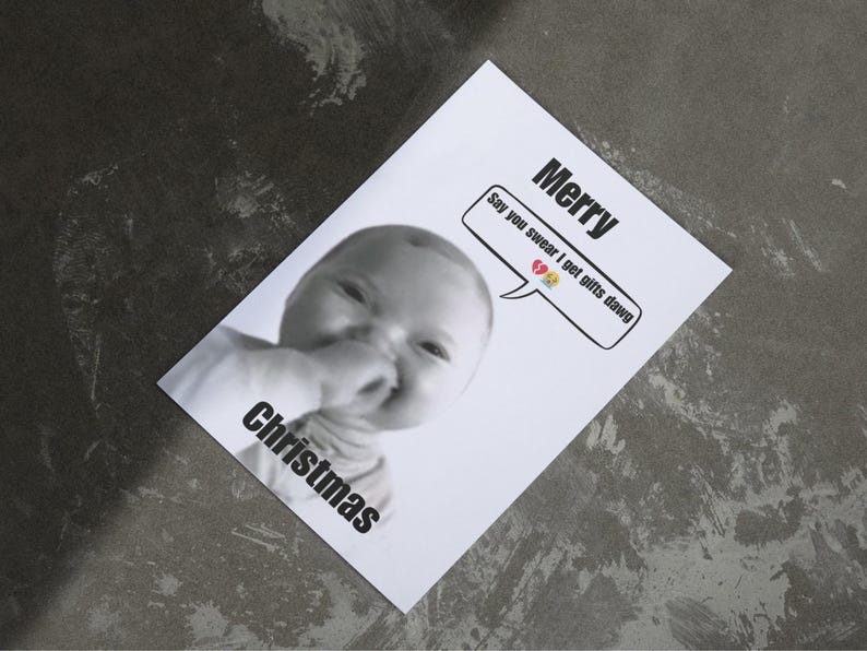 AI Baby Holding Laugh, Meme Christmas Card, Digital Download PNG & PDF ...