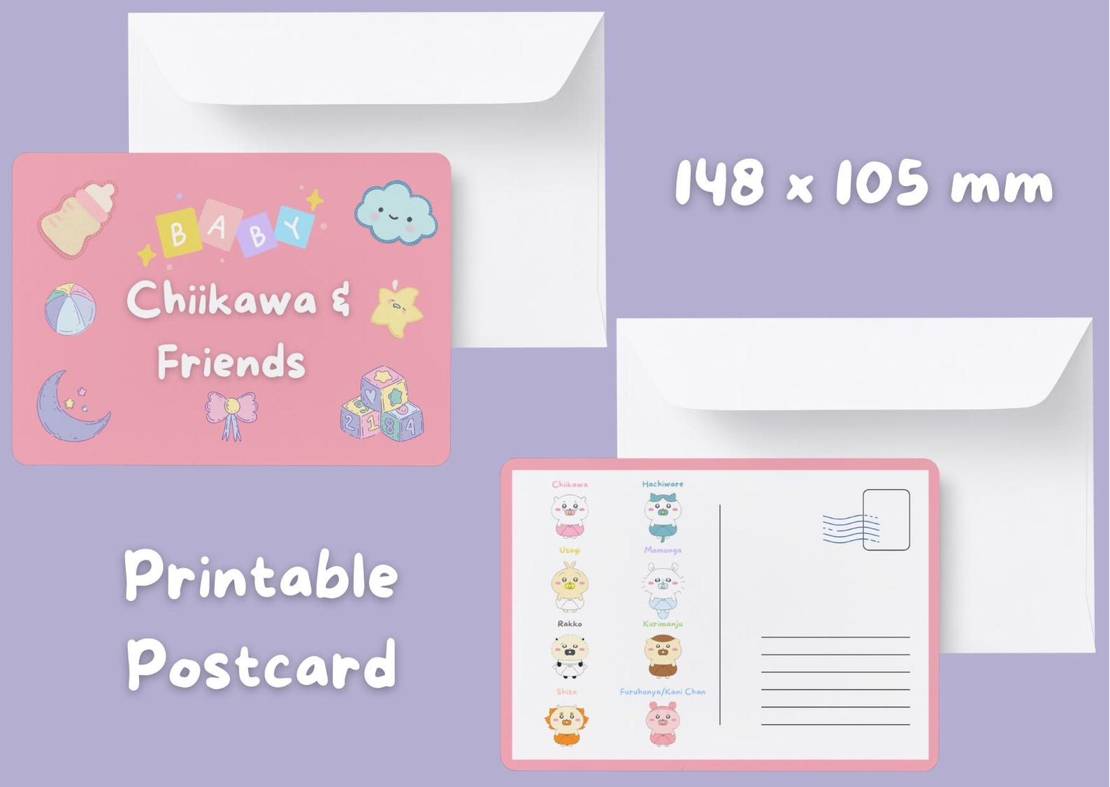 Baby Chiikawa & Friends Digital Postcard, Cute Printable Card, Instant ...