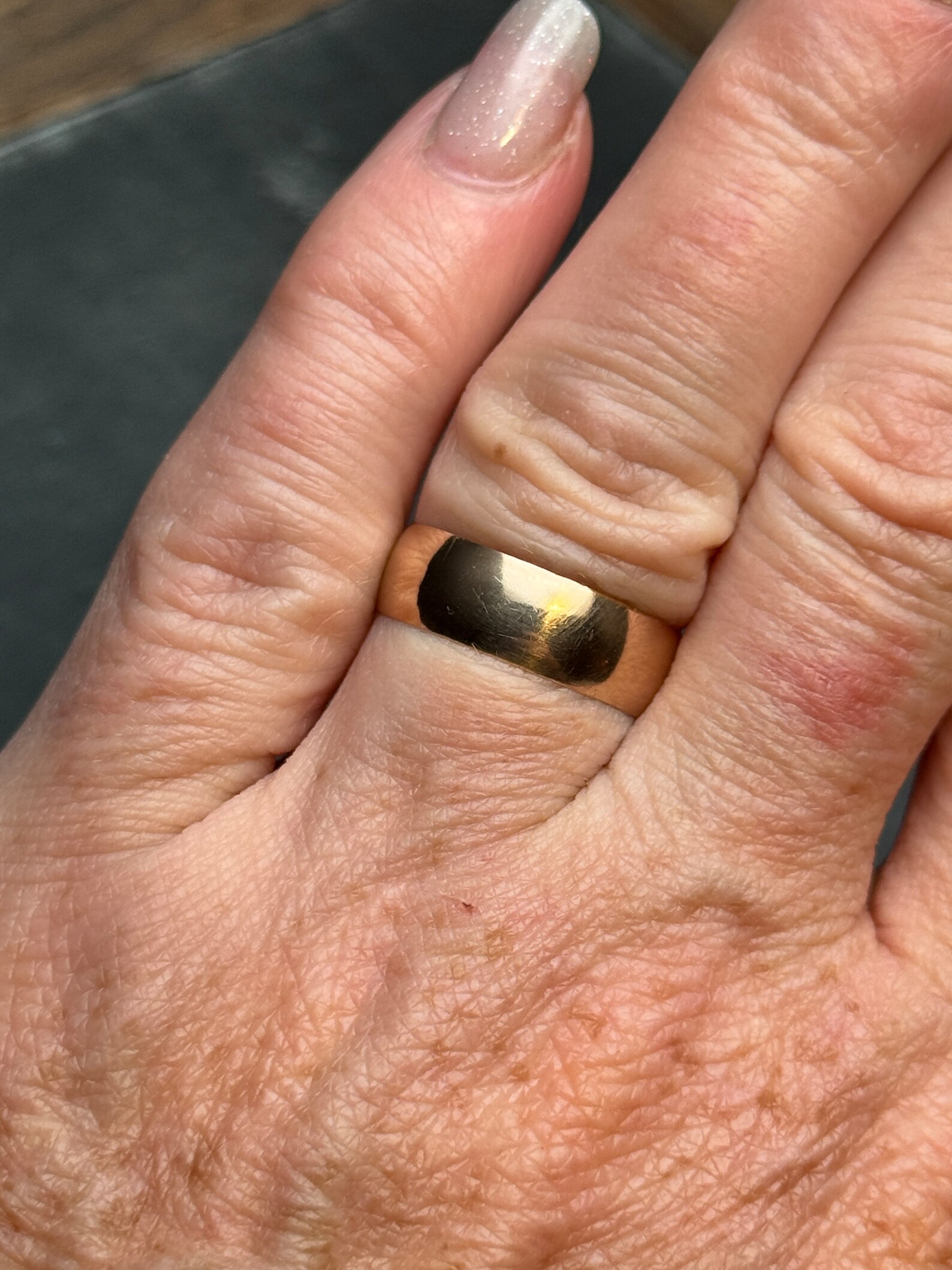 Edwardian Era 14k Rosey Gold 1/4” Wide Domed Wedding Band Size 7.5ish ...