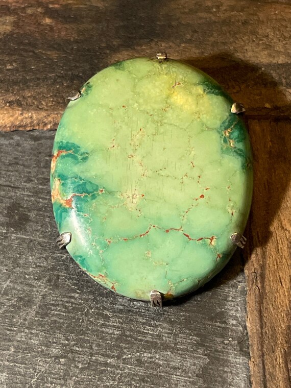 Edwardian RARE Spiderweb Matrix Green Turquoise Sterl… - Gem