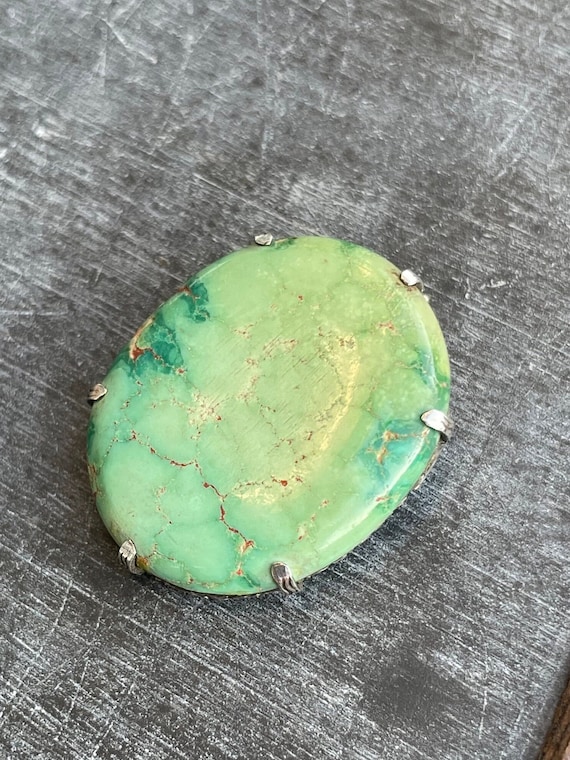 Edwardian RARE Spiderweb Matrix Green Turquoise Sterl… - Gem