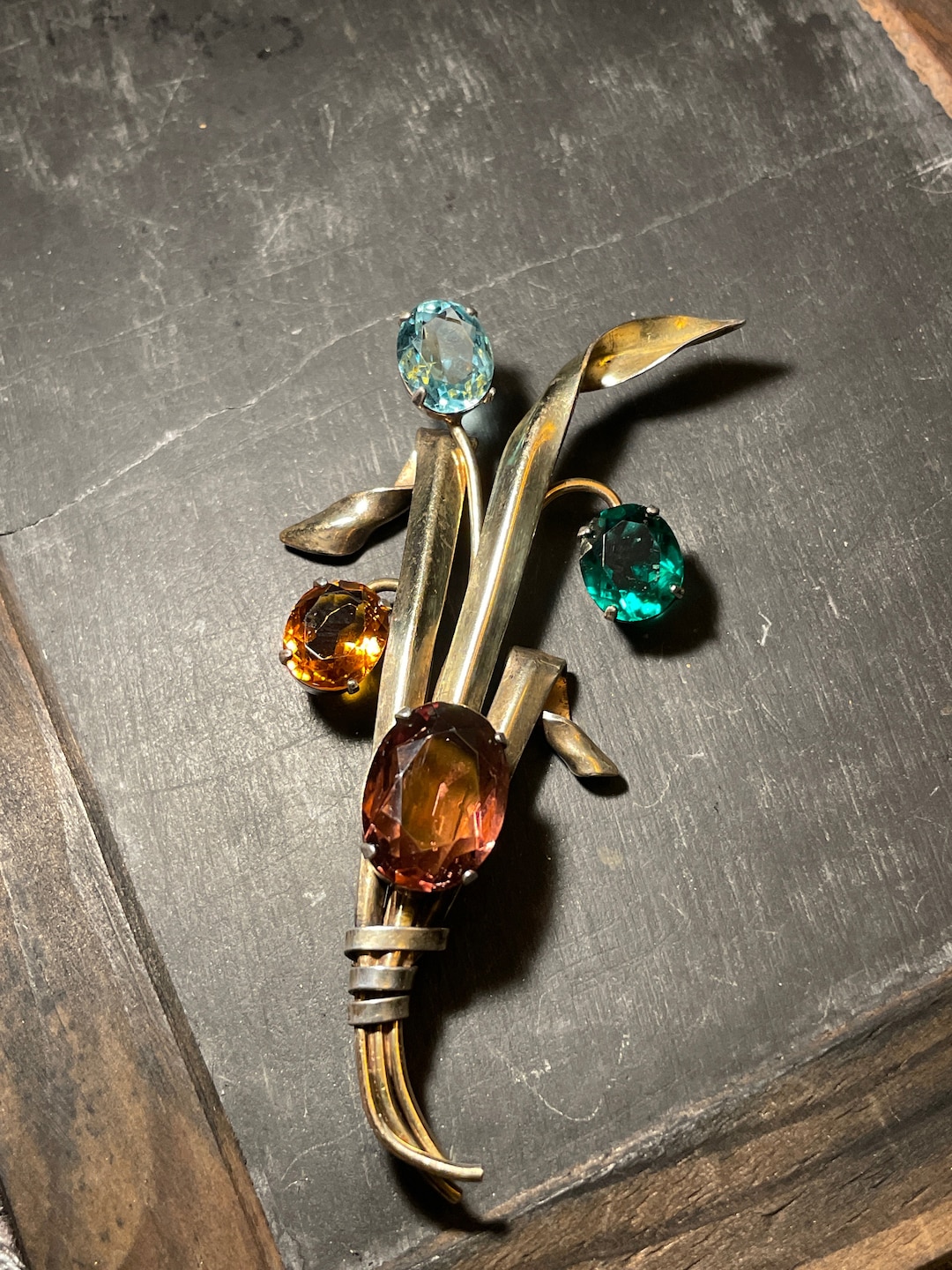 Designer Louis Stern 12k Vermeil Sterling Brooch- - Etsy