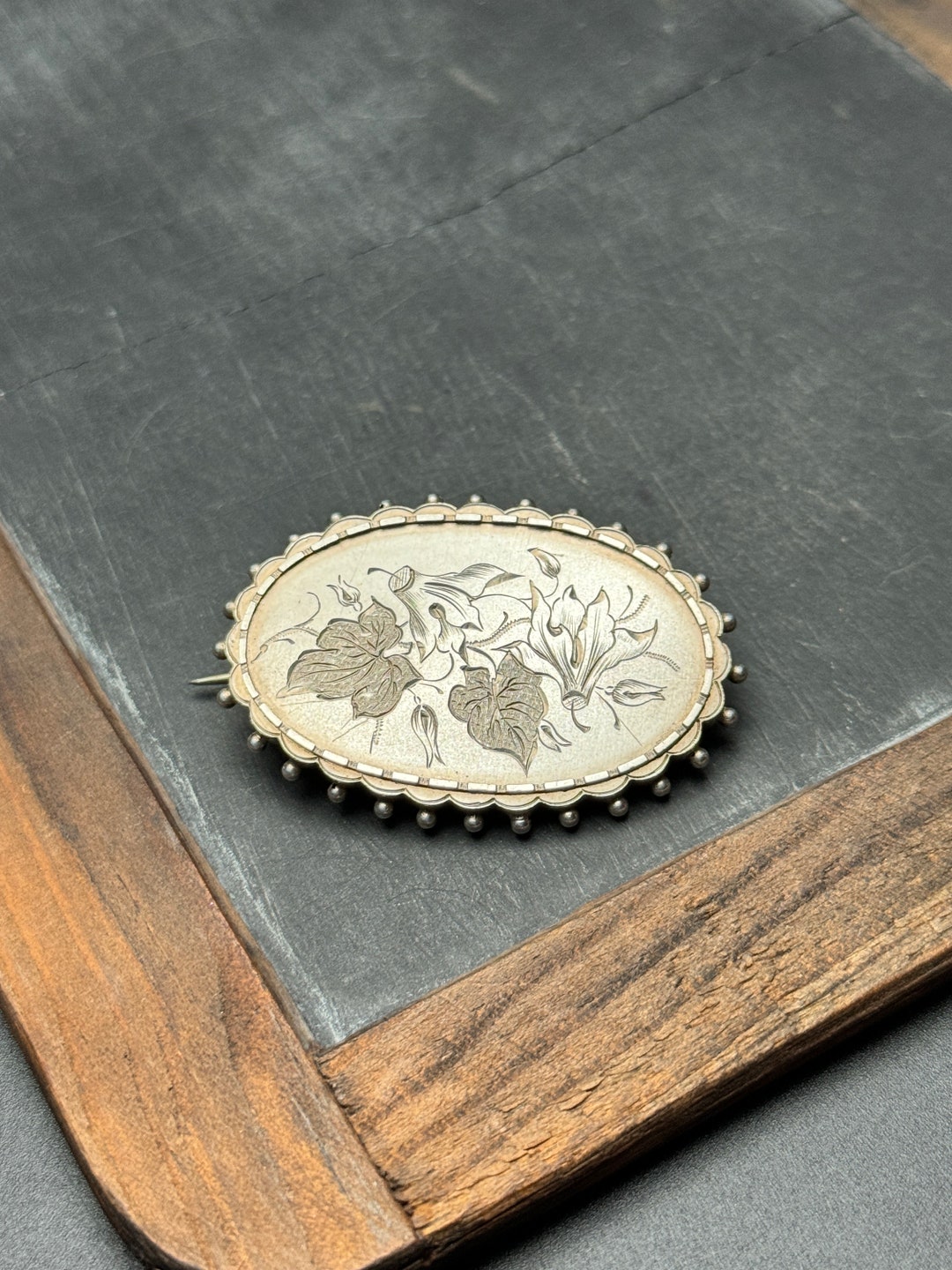 Victorian Engraved Floral Aesthetic Movement .800 Silver W Granular ...