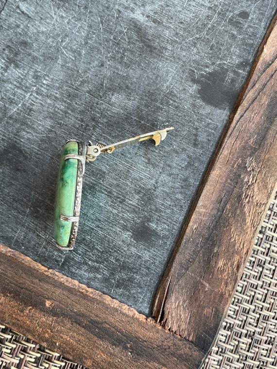 Edwardian RARE Spiderweb Matrix Green Turquoise Sterl… - Gem