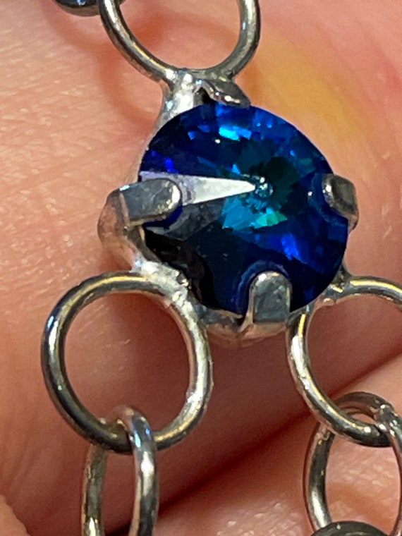 Retro STUNNING Peacock Blue Rivoli Stone Chandelier E… - Gem