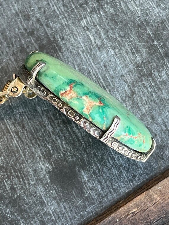 Edwardian RARE Spiderweb Matrix Green Turquoise Sterl… - Gem