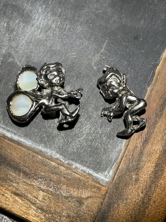 Mid Century Pixie Fairy Elf Sprite Silver Set Mother … - Gem