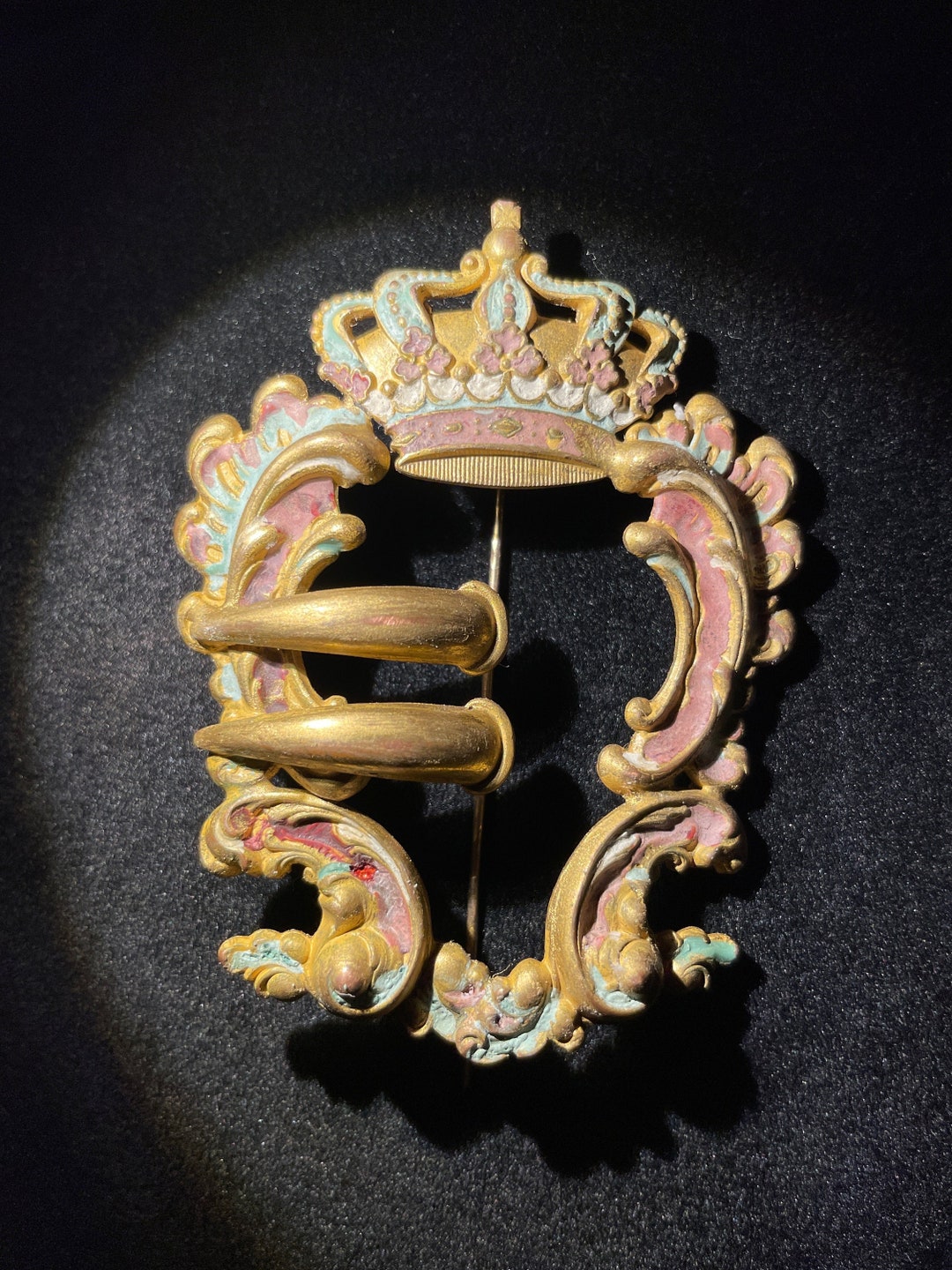 Art Nouveau Bronze Painted Rococo Style Buckle Brooch - Etsy