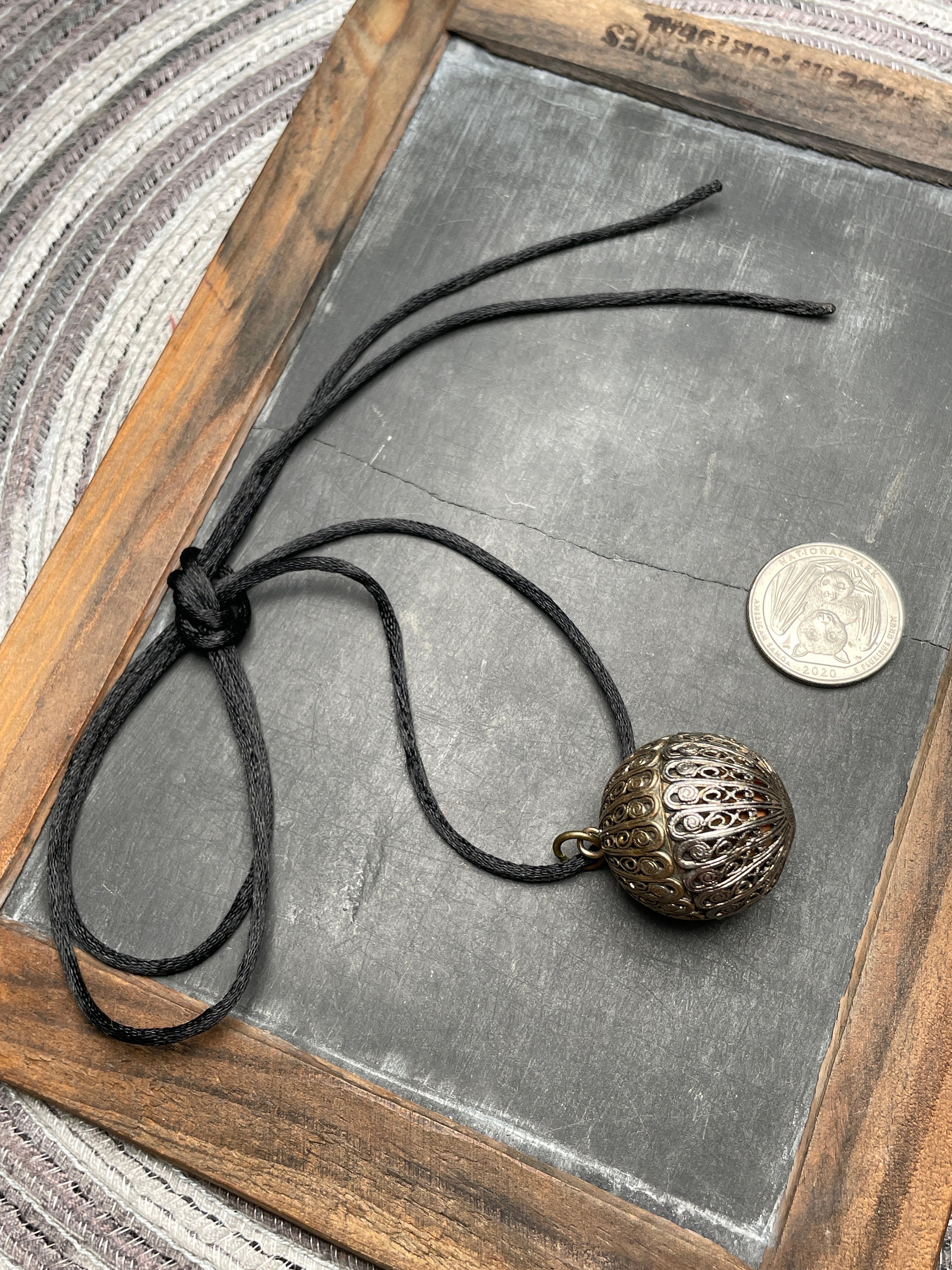 Victorian Original Vinaigrette/pomander Silver Filigree Pendant W ...