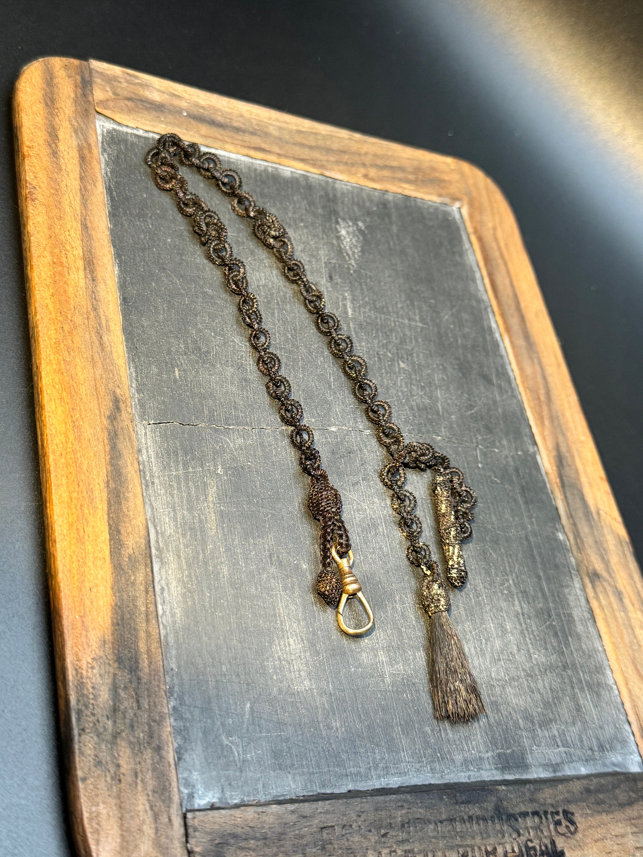 Victorian Genuine Black Mourning Horse Hair Watch Chain With - Etsy