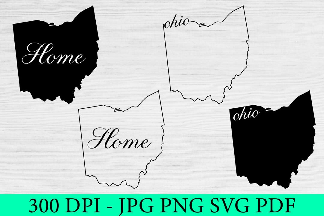 Ohio Home State Outline Silhouette Cursive Bundle Vector & Raster - Etsy