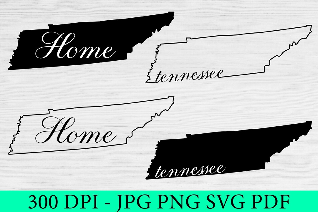 Tennessee Home State Outline Silhouette Cursive Bundle Vector & Raster ...