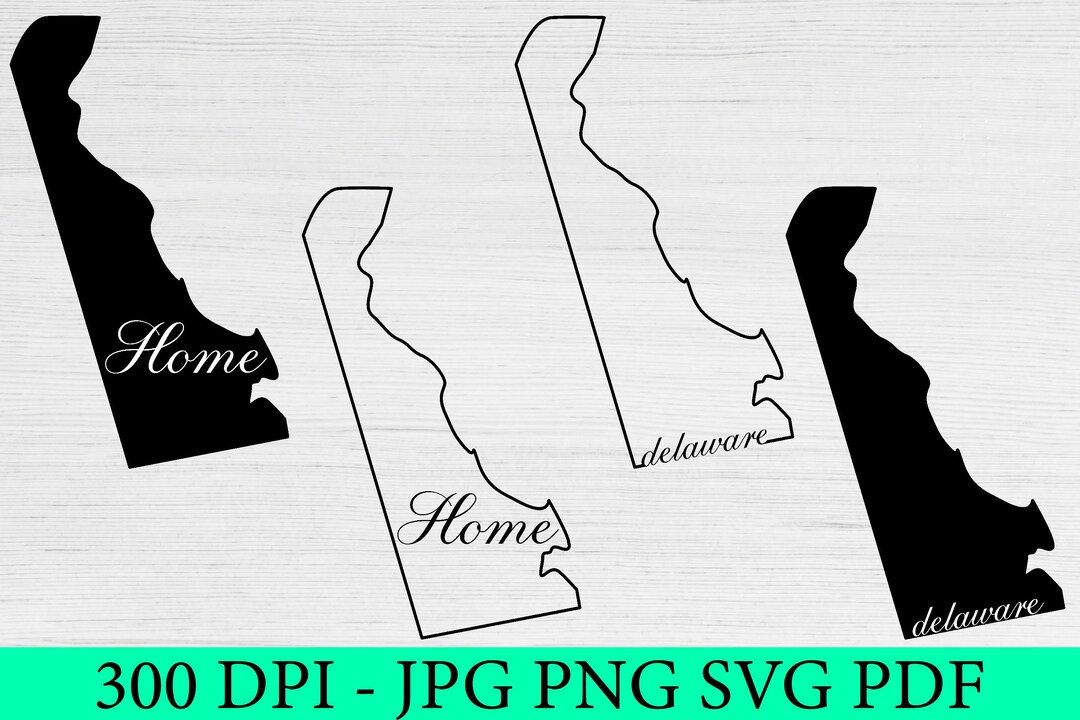 Delaware Home State Outline Silhouette Cursive Bundle Vector & Raster ...
