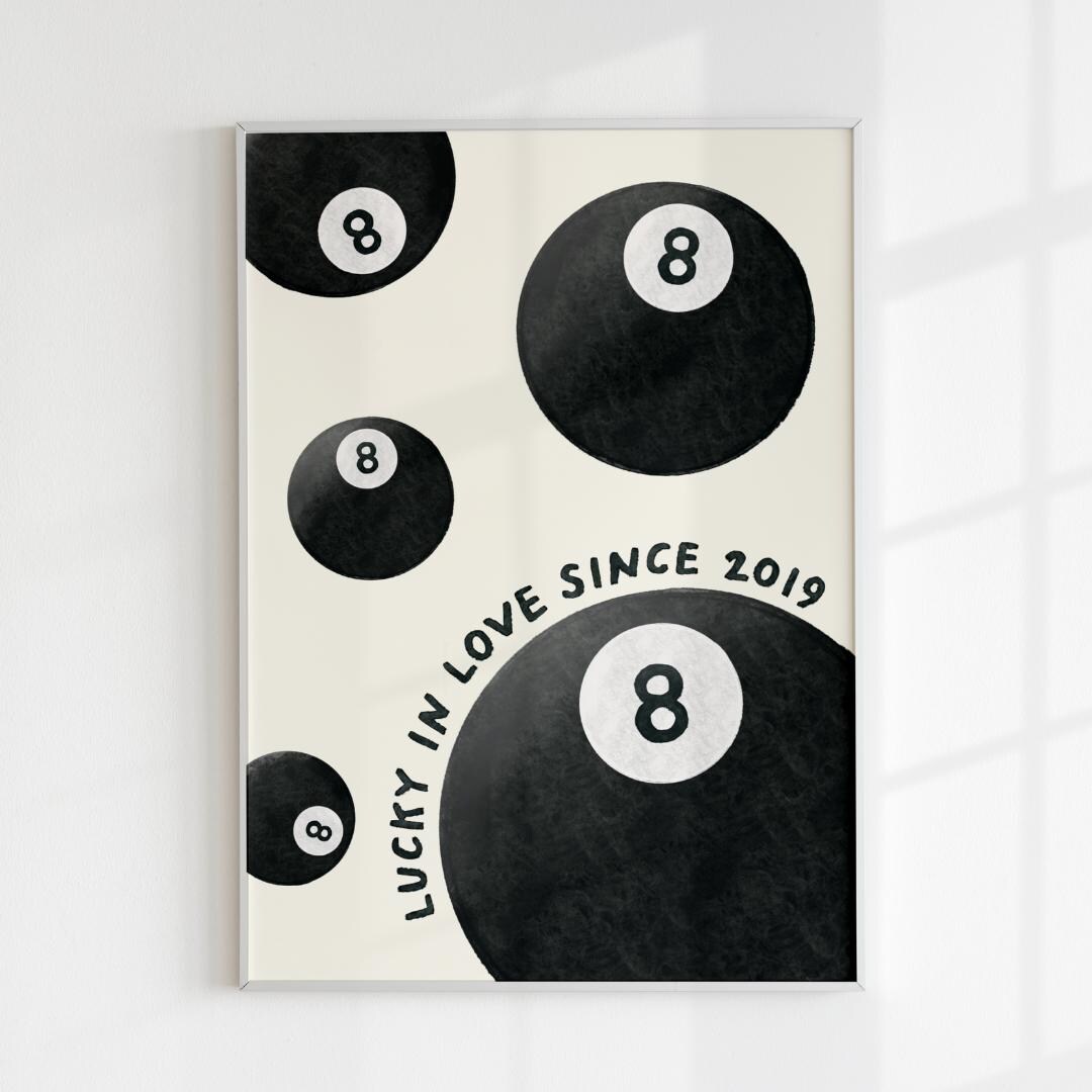 Custom Lucky Eight Ball Anniversary Art Print - Couples Gift - Etsy