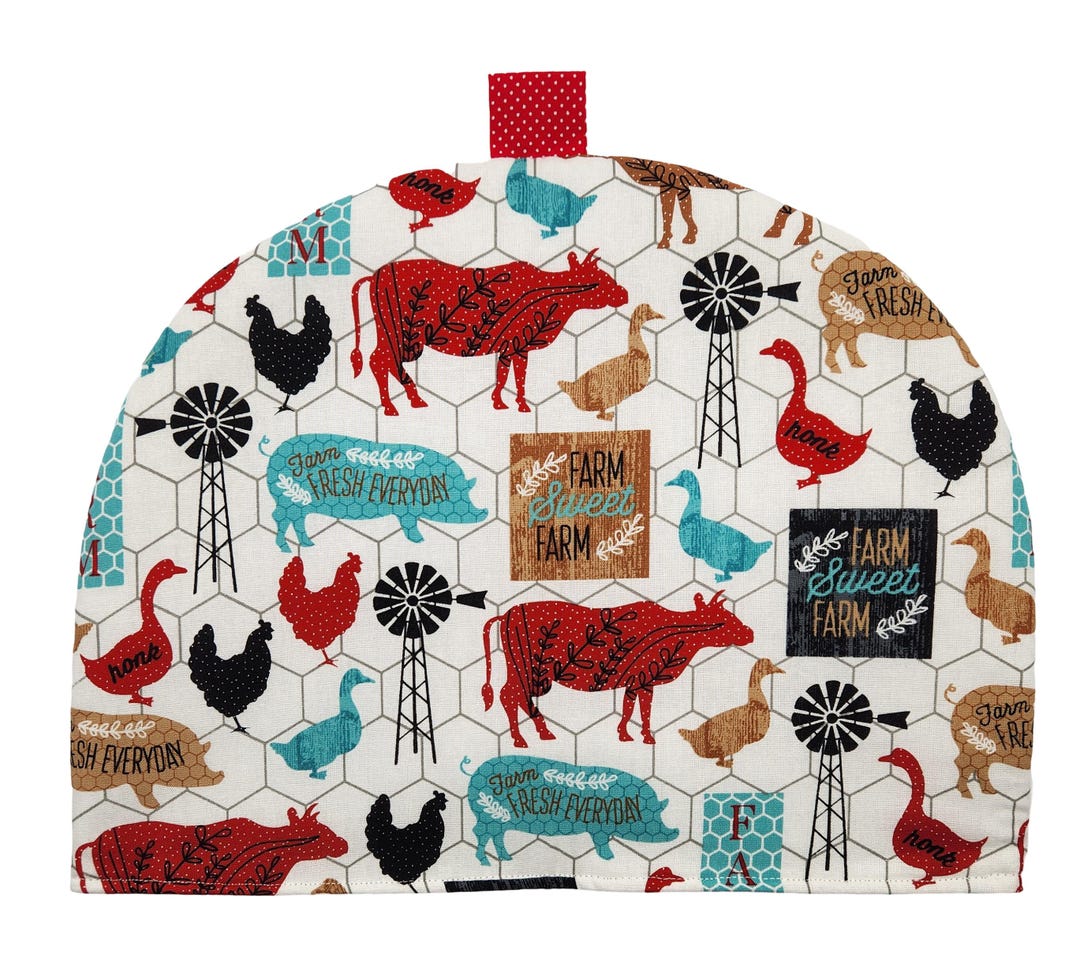 Farm House Dome Tea Cozy, Handcrafted Large Insulated Cotton Teapot ...