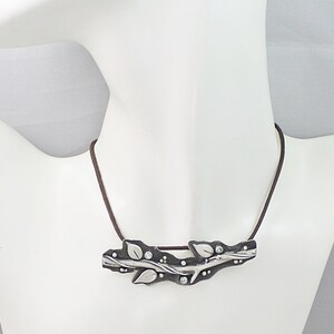 Silver and Spinel Branch Pendant, Twisting Vine and Leaves, Oxidized ...