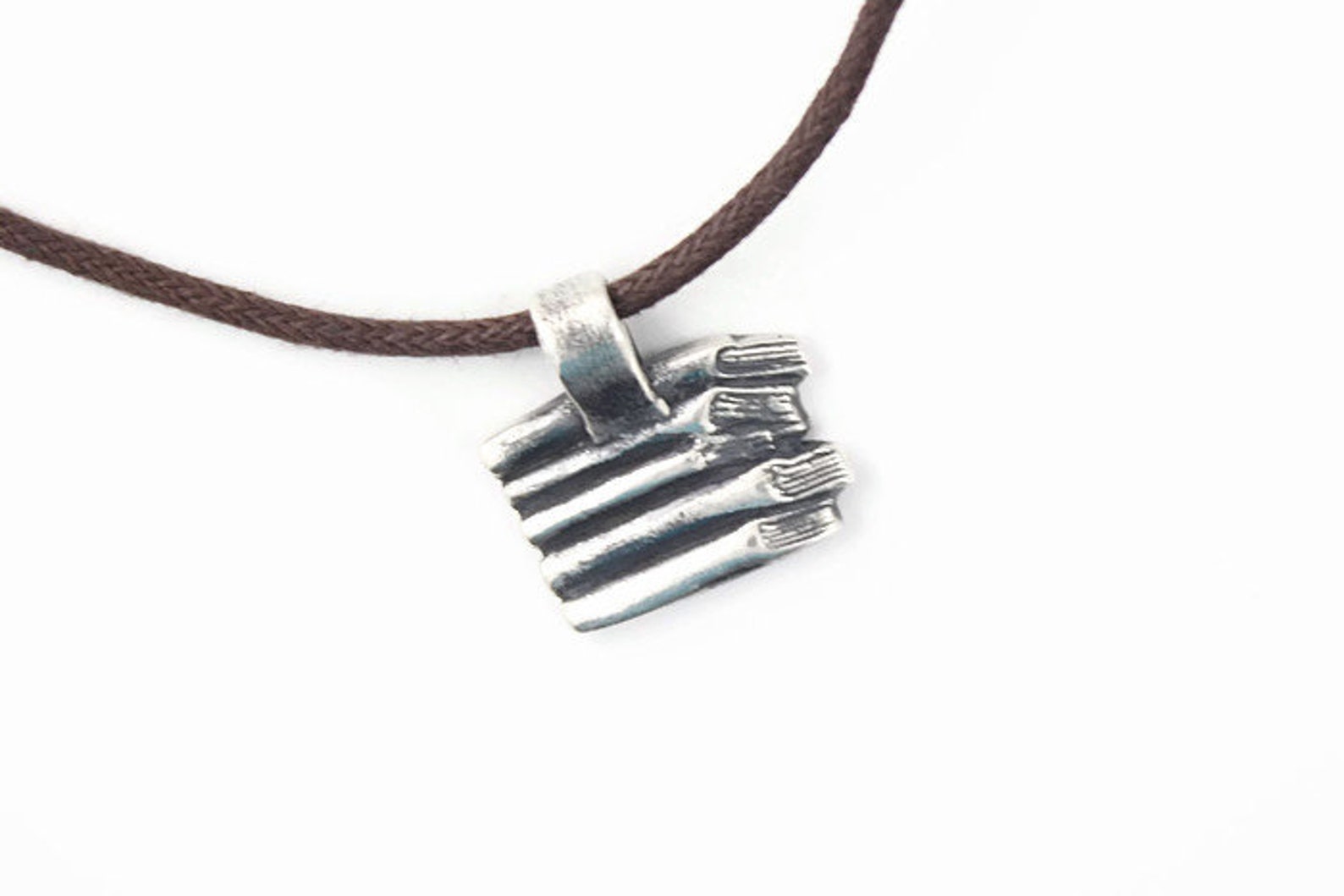 Silver Book Stack Pendant, Sterling Silver, Metal Clay - Etsy