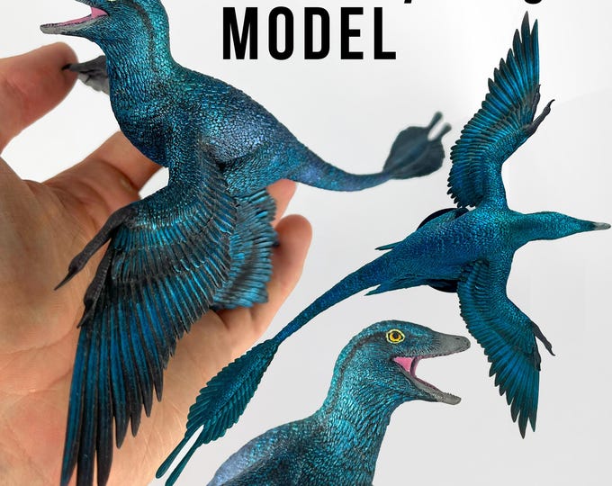 Microraptor Dinosaur Model - Handpainted Iridescent 3D Printed Figure With Magnetic Base ...