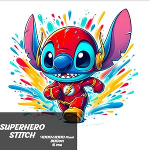 5 PNG Stitch Super Hero Png Flash Stitch Splash and Watercolor Png ...