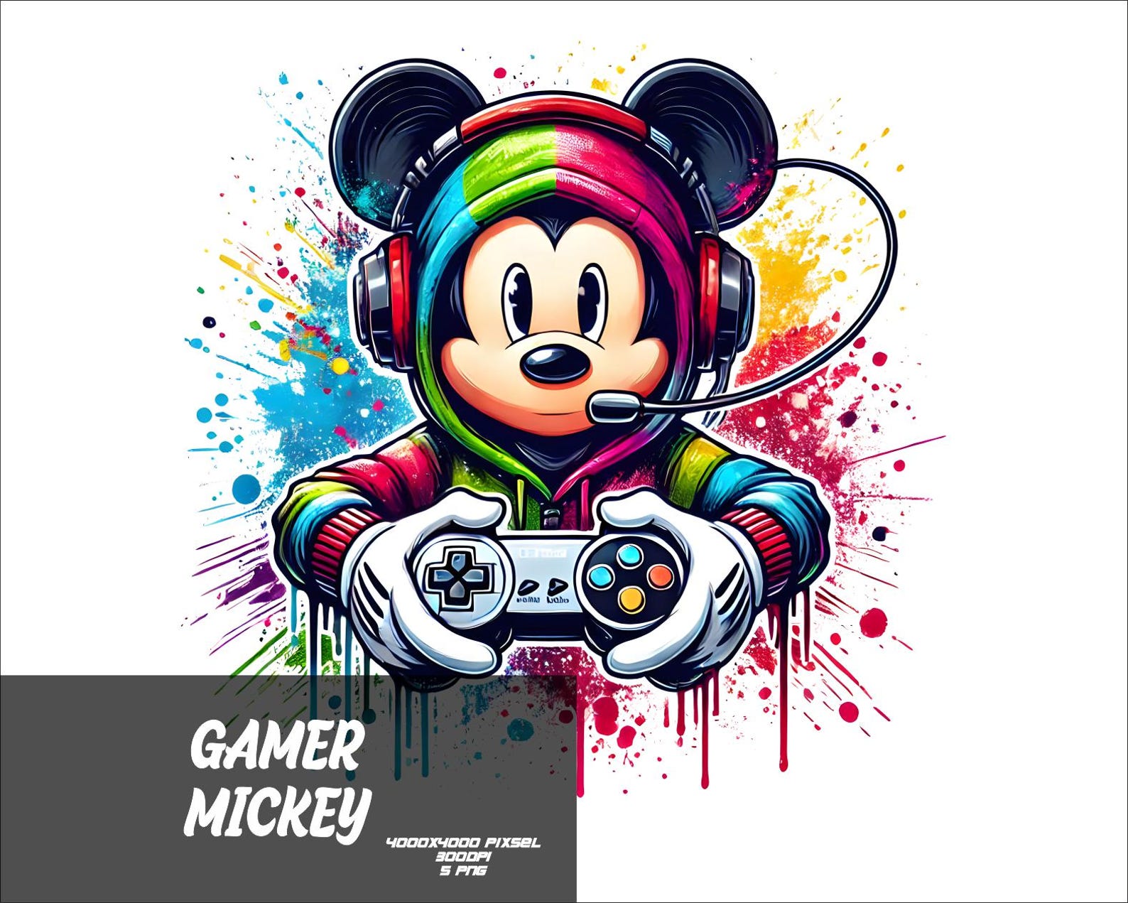 5 PNG Gamer Mickey Png Mouse Splash and Watercolor Png Mickey ...