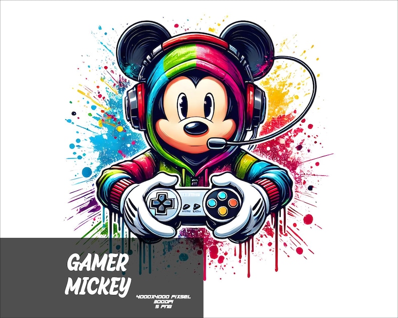 5 PNG Gamer Mickey Png Mouse Splash and Watercolor Png Mickey ...