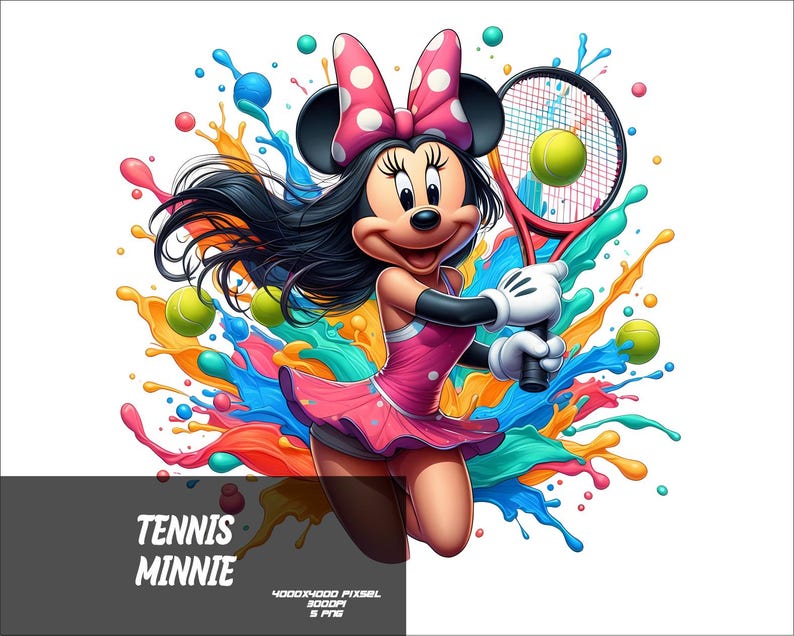 5 PNG Tennis Minnie Png Mouse Splash and Watercolor Png Minnie ...