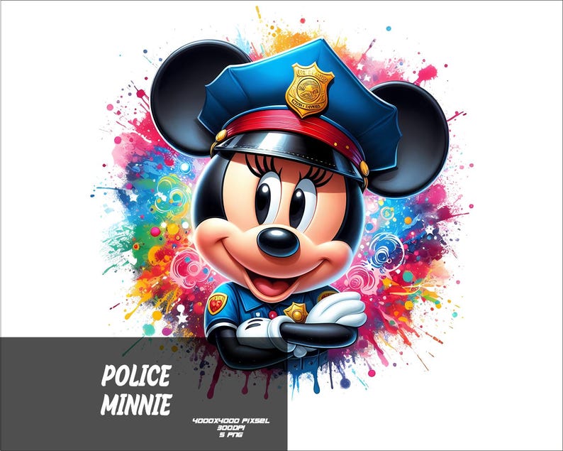 5 PNG Police Minnie Png Mouse Splash and Watercolor Png Minnie ...
