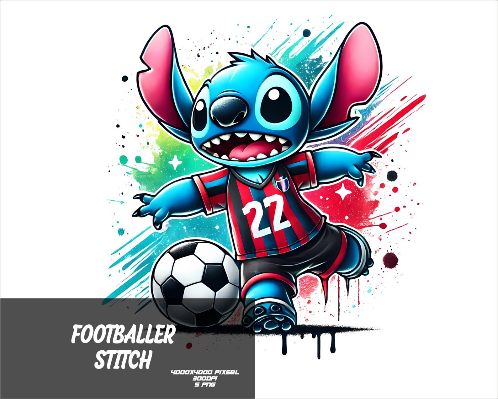 5 PNG Footballer Stitch Png Stitch Splash and Watercolor Png Stitch ...