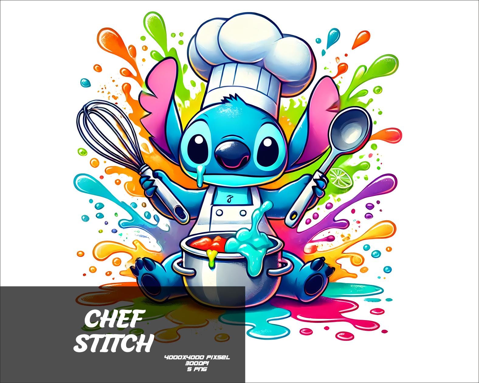 5 PNG Chef Stitch Png Stitch Splash and Watercolor Png Stitch ...