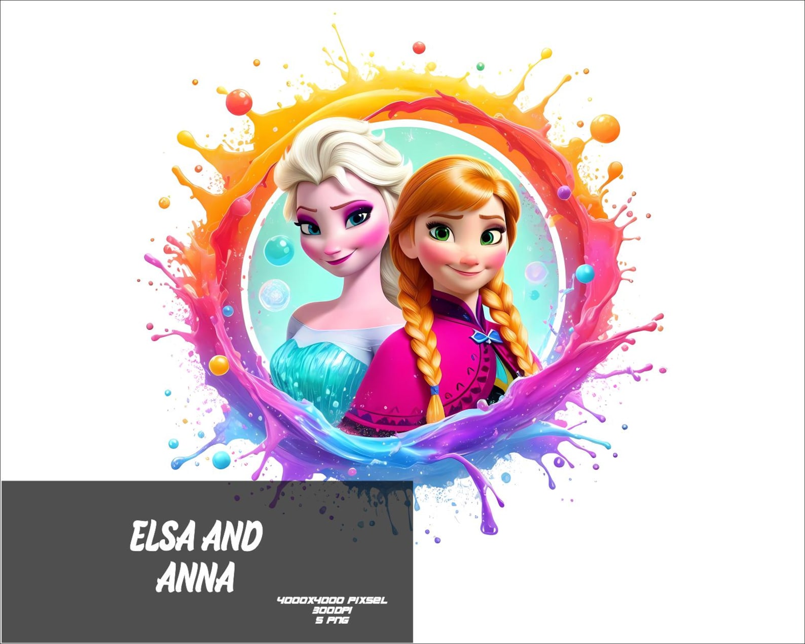 5 PNG Princess Png Elsa and Anna Splash and Watercolor Png Transparent ...