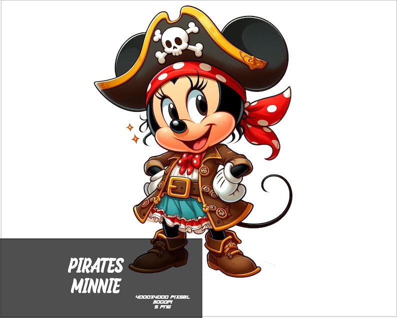 5 PNG Pirates Minnie Png Mouse Splash and Watercolor Png Minnie ...