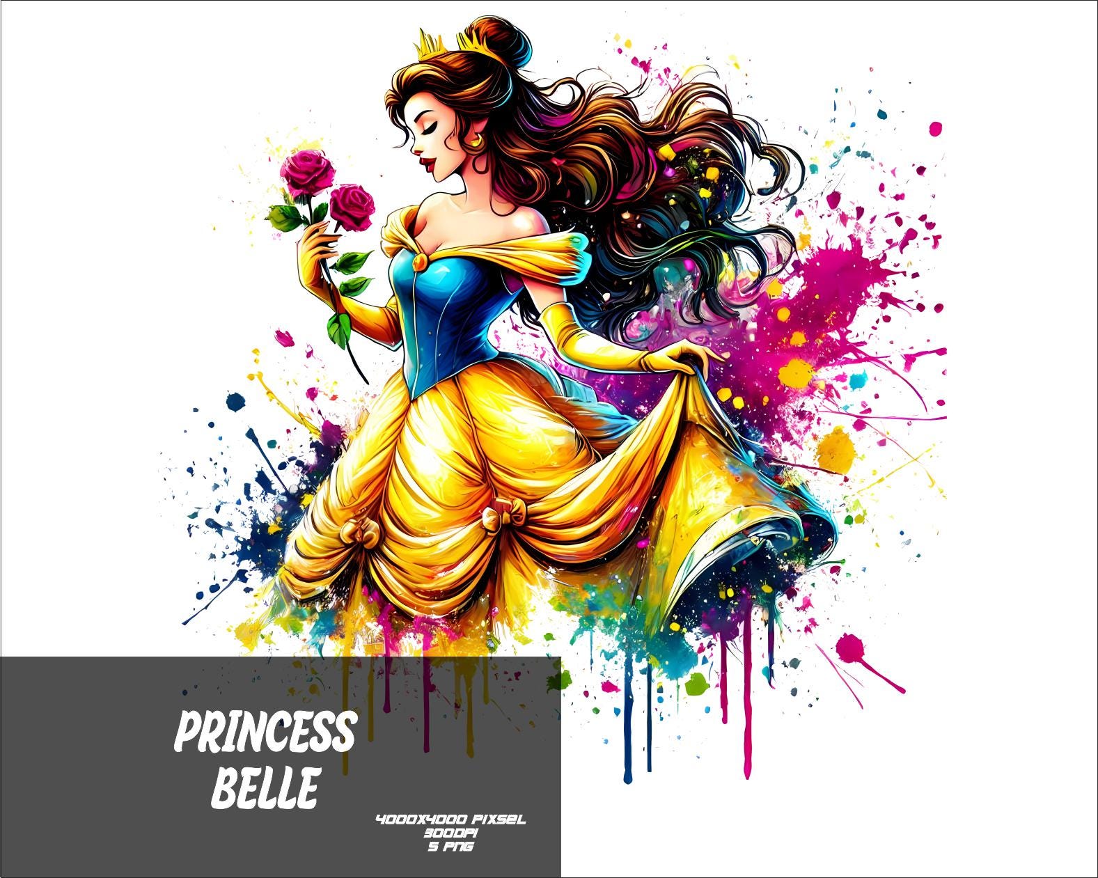 5 PNG Princess Png Belle Splash and Watercolor Png Transparent PNG File ...