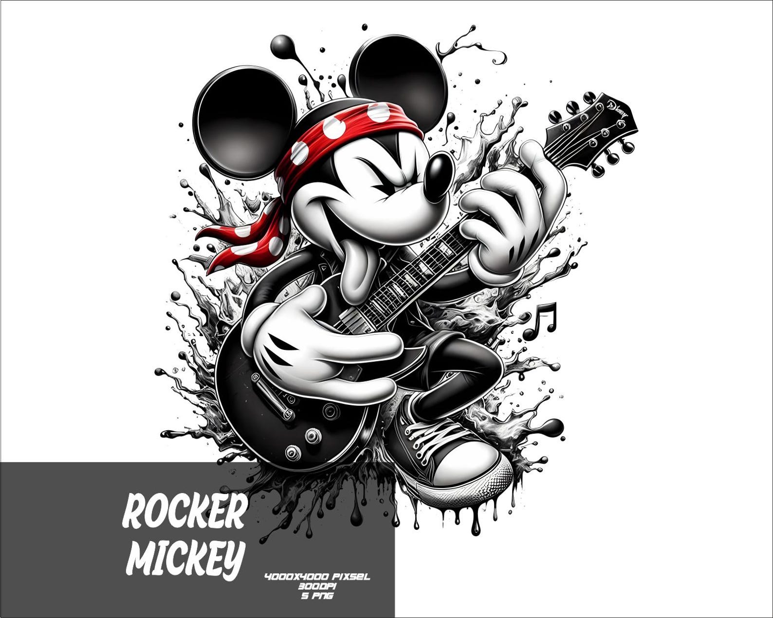 5 PNG Rocker Mickey Png Mouse Splash and Watercolor Png Mickey ...