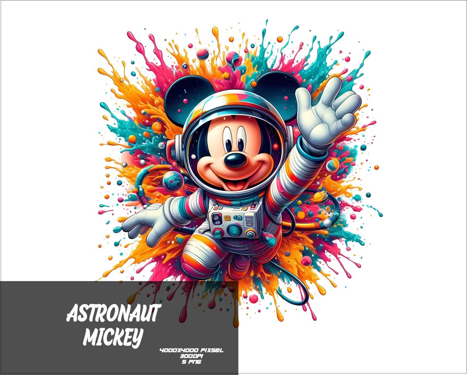 5 PNG Astronaut Mickey Png Mouse Splash and Watercolor Png Mickey ...