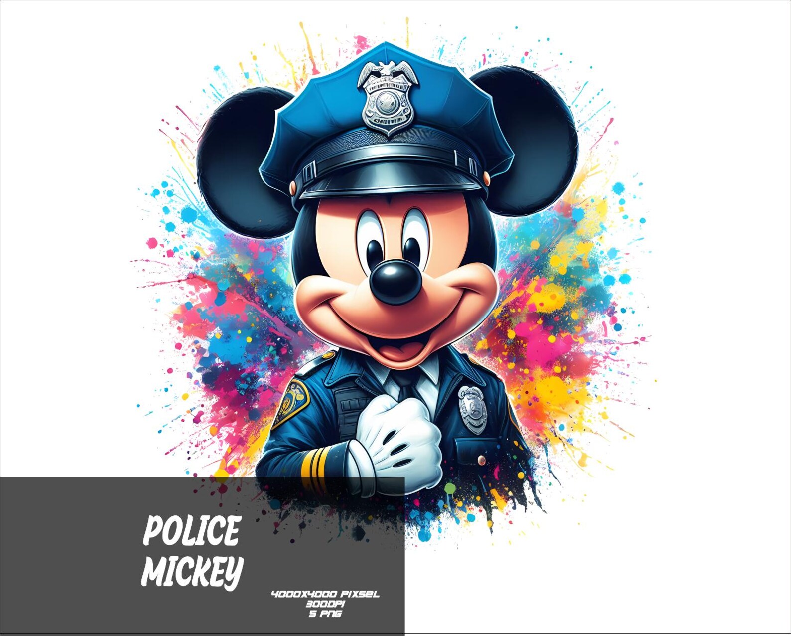 5 PNG Police Mickey Png Mouse Splash and Watercolor Png Mickey ...