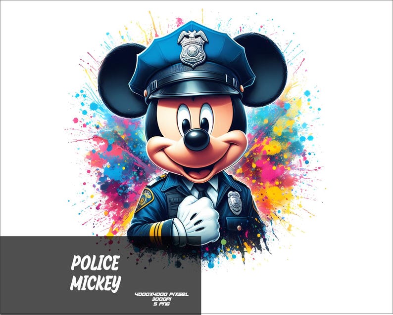 5 PNG Police Mickey Png Mouse Splash and Watercolor Png Mickey ...