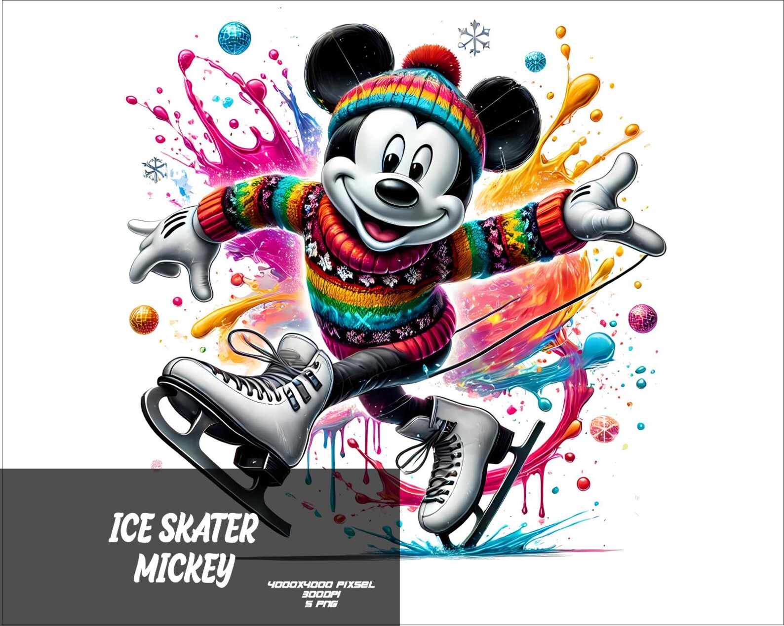 5 PNG Ice Skater Mickey Png Mouse Splash and Watercolor Png Mickey ...