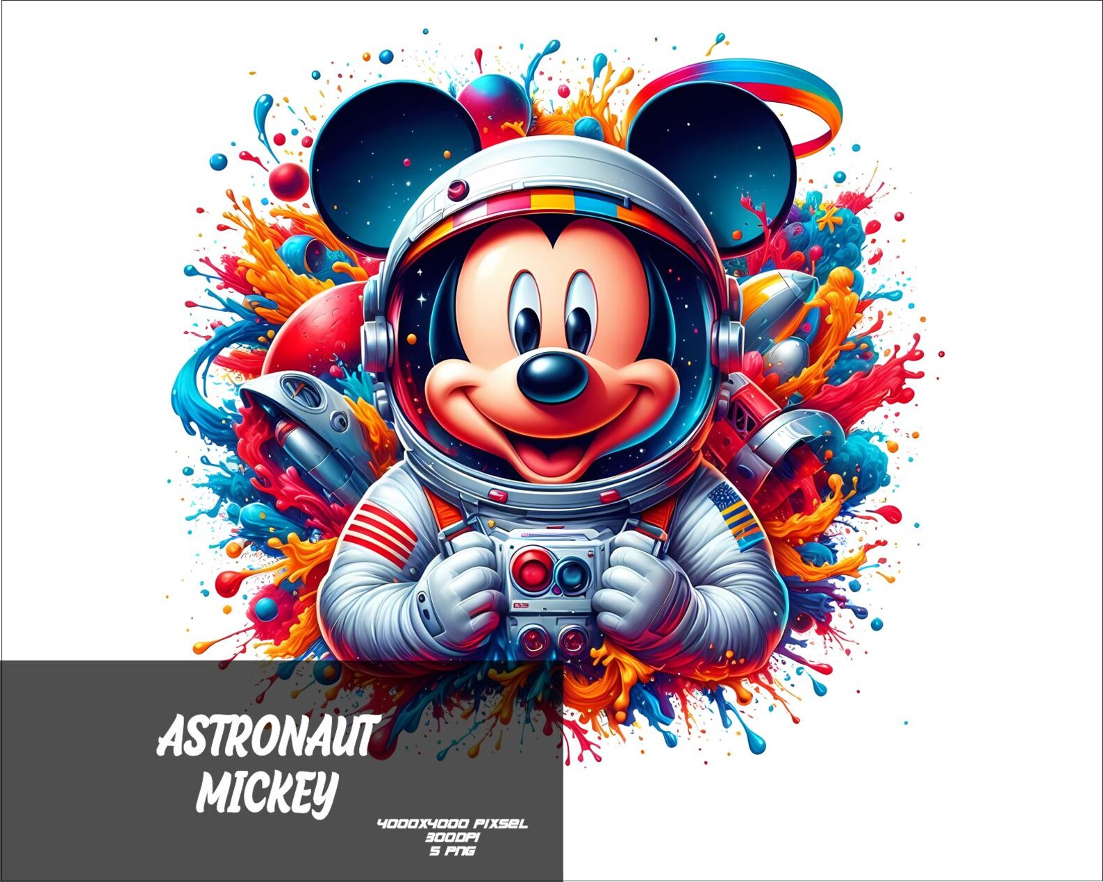 5 PNG Astronaut Mickey Png Mouse Splash and Watercolor Png Mickey ...
