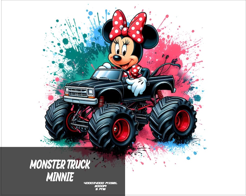 5 PNG Monster Truck Minnie Png Mouse Splash and Watercolor Png Minnie ...