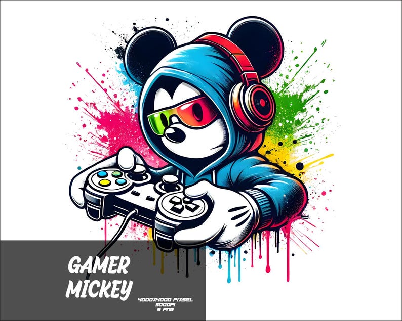 5 PNG Gamer Mickey Png Mouse Splash and Watercolor Png Mickey ...