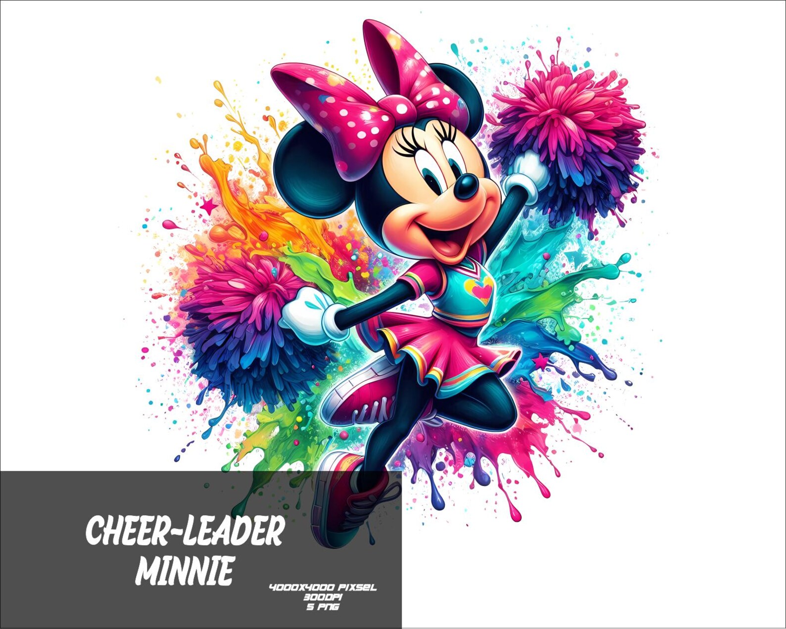 5 PNG Cheer-leader Minnie Png Mouse Splash and Watercolor Png Minnie ...