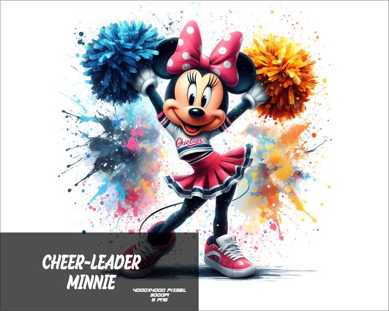 5 PNG Cheer-leader Minnie Png Mouse Splash and Watercolor Png Minnie ...