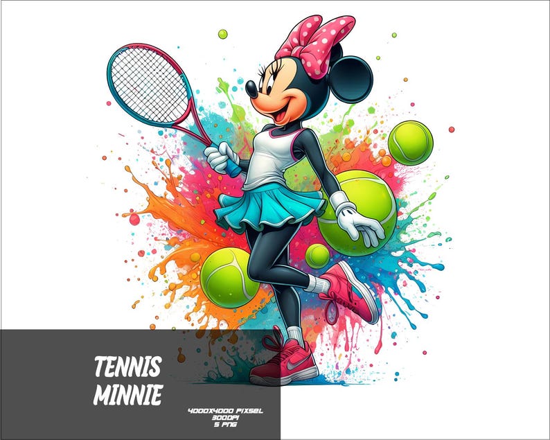 5 PNG Tennis Minnie Png Mouse Splash and Watercolor Png Minnie ...