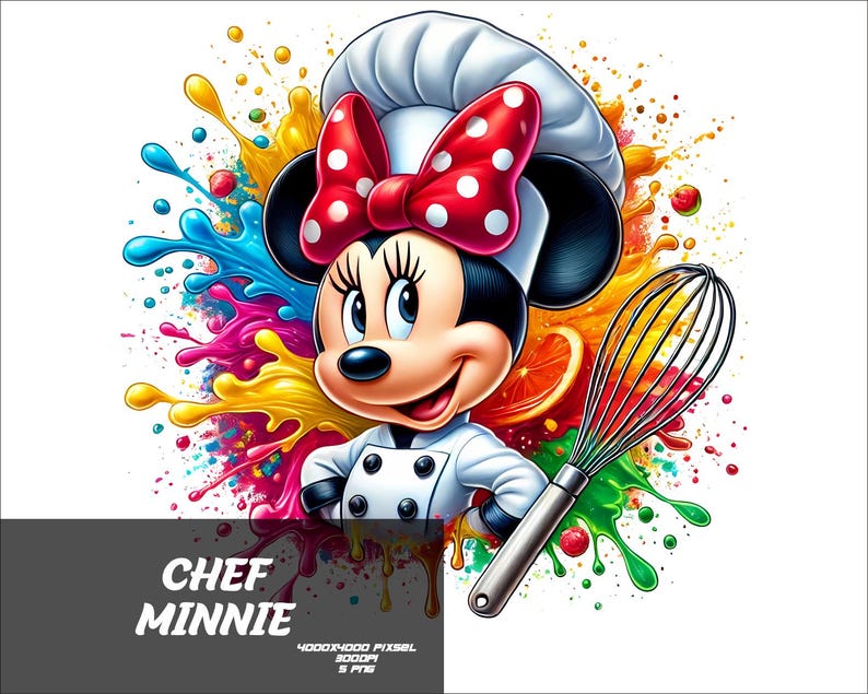 5 PNG Chef Minnie Png Mouse Splash and Watercolor Png Minnie ...