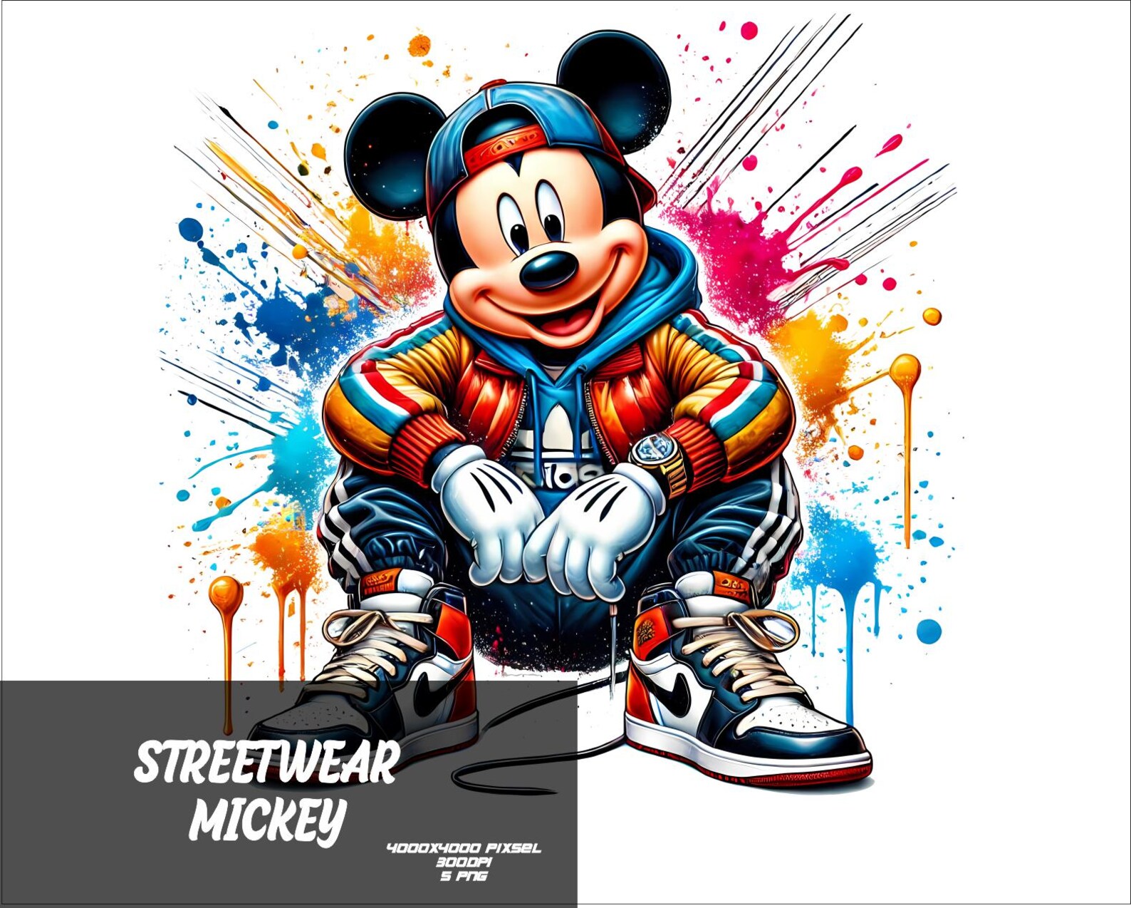 5 PNG Streetwear Mickey Png Mouse Splash and Watercolor Png Mickey ...