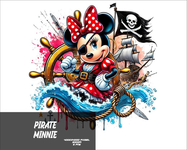 5 PNG Pirate Minnie Png Mouse Splash and Watercolor Png Minnie ...