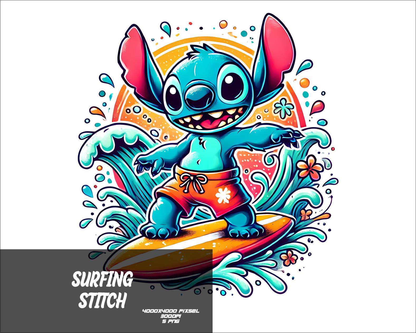 5 PNG Surfing Stitch Png Stitch Splash and Watercolor Png Stitch Transparent PNG File for ...